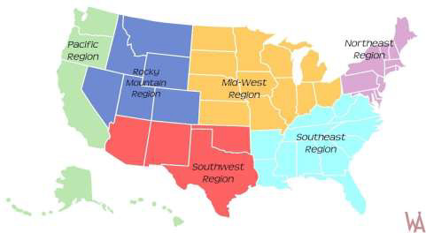 Map The 6 Regions in the US - Specialty Food Consulting